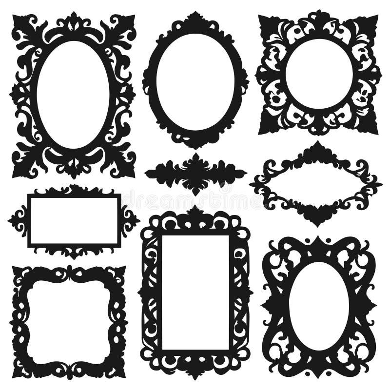 Vector Set of Decorative Ornamental Frame Silhouette for Picture or ...