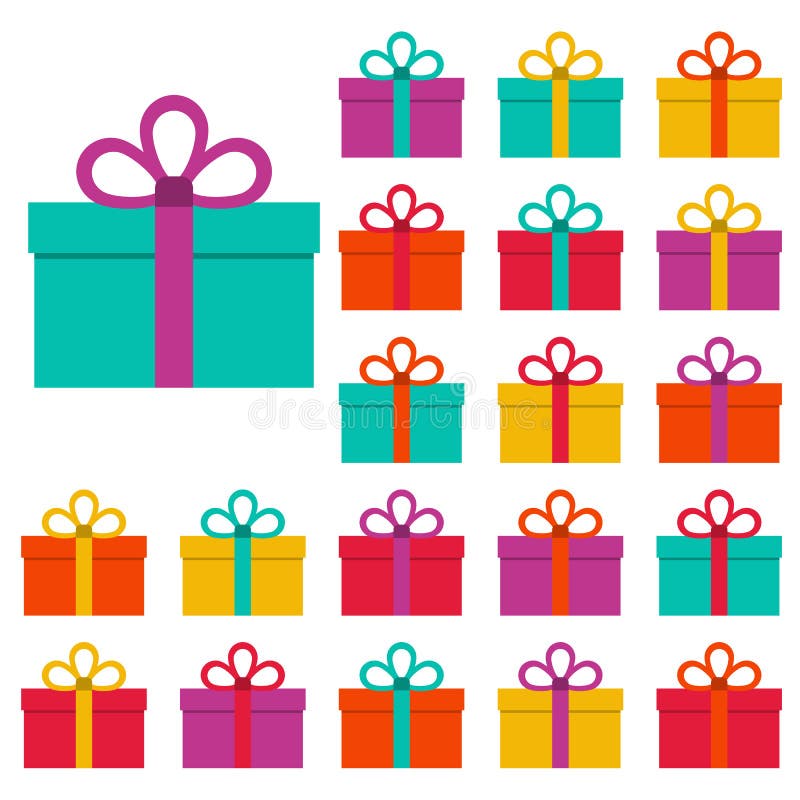 Collection of Twenty Multi Colored Gift Boxes. Stock Vector ...