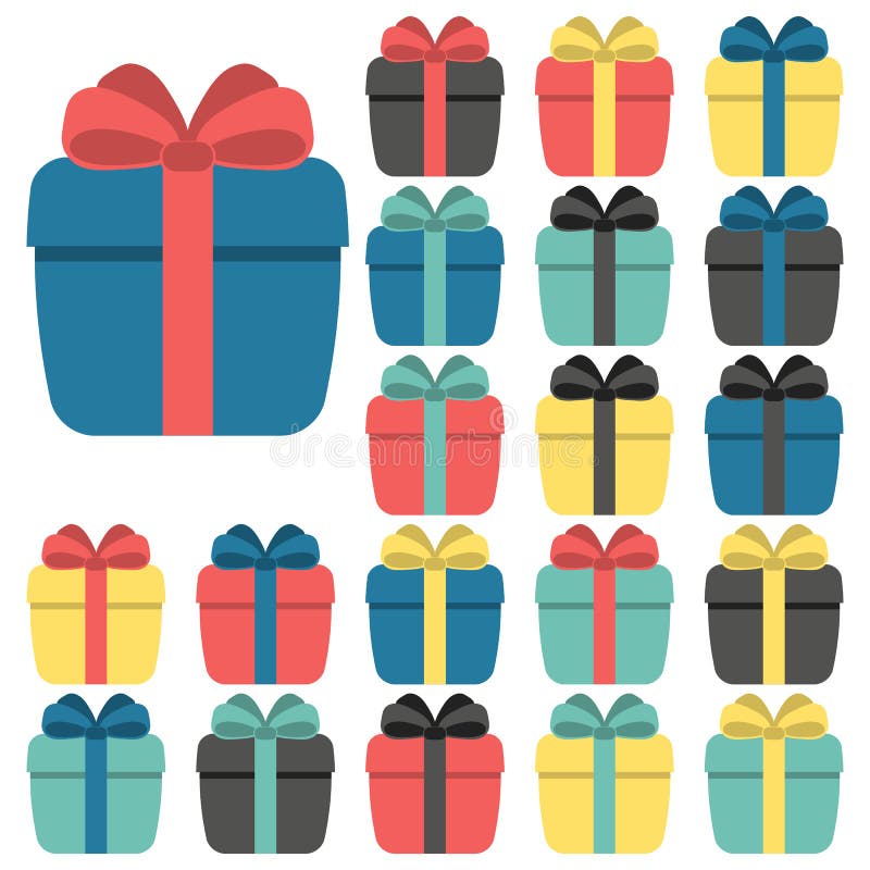 Collection of Twenty Multi Colored Gift Boxes Stock Vector ...
