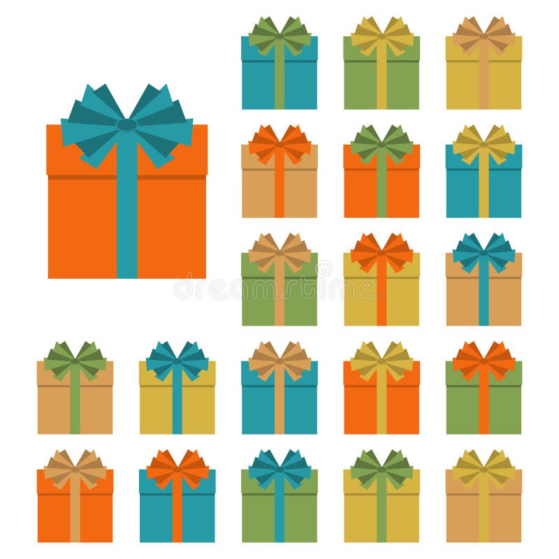 Collection of Twenty Multi Colored Gift Boxes. Stock Vector ...