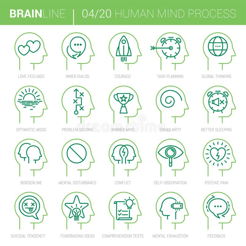 Mind Process Vector Icons 3 Stock Vector - Illustration of line, idea ...