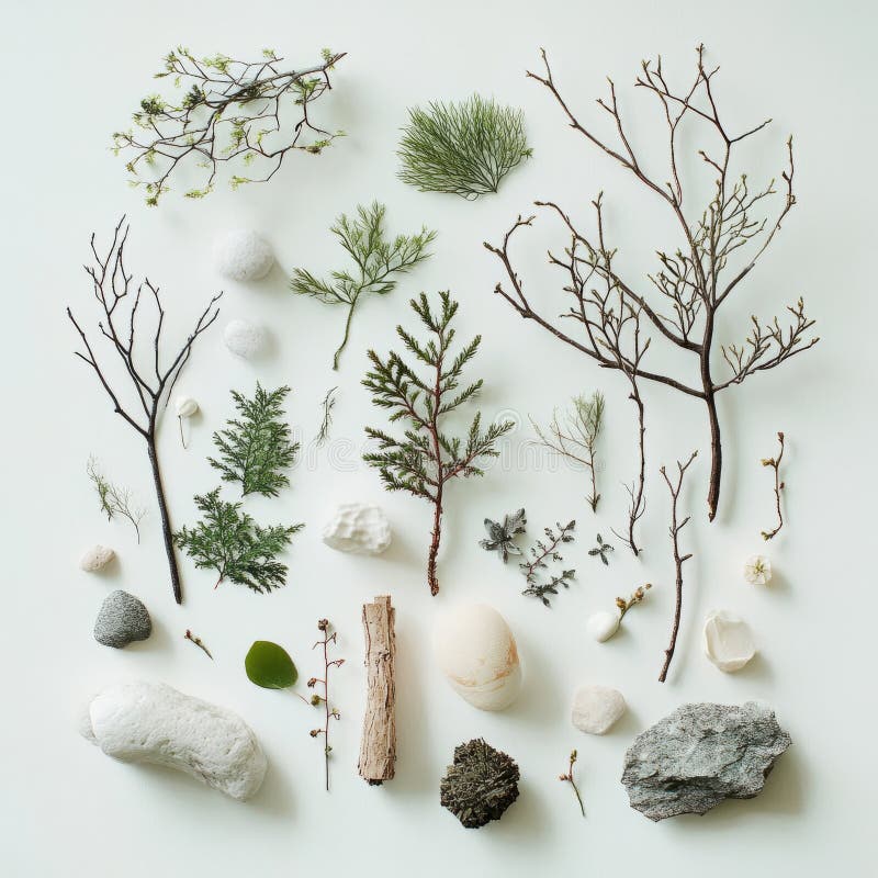 A Collection of Twigs, Rocks, and Other Natural Objects Stock ...