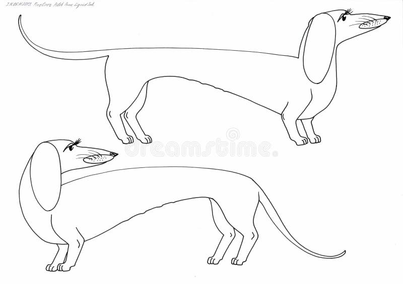 Collection of Two Dogs Drawn Stylized Design Stock Illustration ...