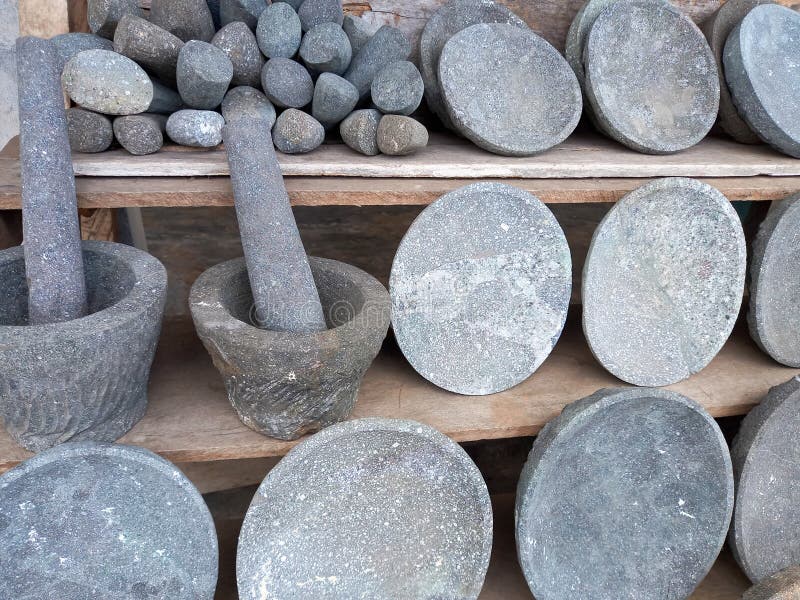A Collection of Types of Cobek or Cowek. Stone Craft Made from Granite ...