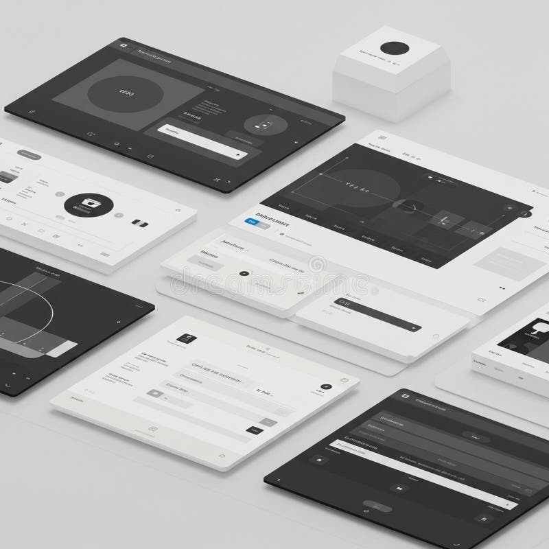 A Collection of UI Design Mockups is Displayed, Featuring Various ...