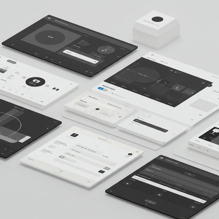 A Collection of UI Design Mockups is Displayed, Featuring Various ...