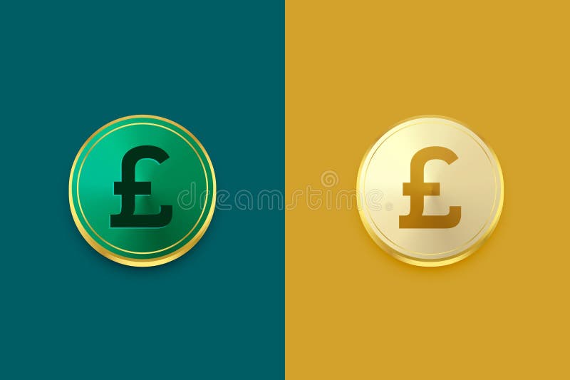 Collection of UK Currency Pound Golden Coin in 3d Style Stock Vector ...