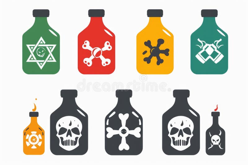 A Collection of Unique Bottles with Various Design Elements Stock Photo ...