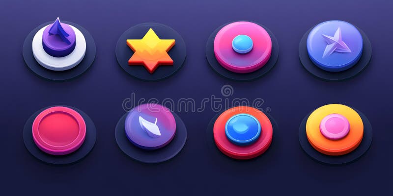 Collection of Unique Circular Icons in a Grid Pattern Stock ...