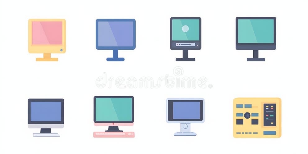 Collection of Unique Computer Monitors in Grid Pattern Stock ...