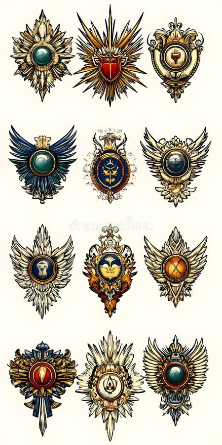 Collection of Unique Emblems and Badges Stock Illustration ...