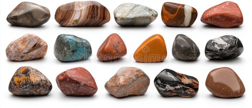 A Collection of 15 Unique Gemstones, Each with Its Own Distinct Color ...