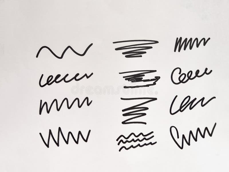 A Collection of Unique, Hand-drawn Abstract Lines Arranged on a White ...