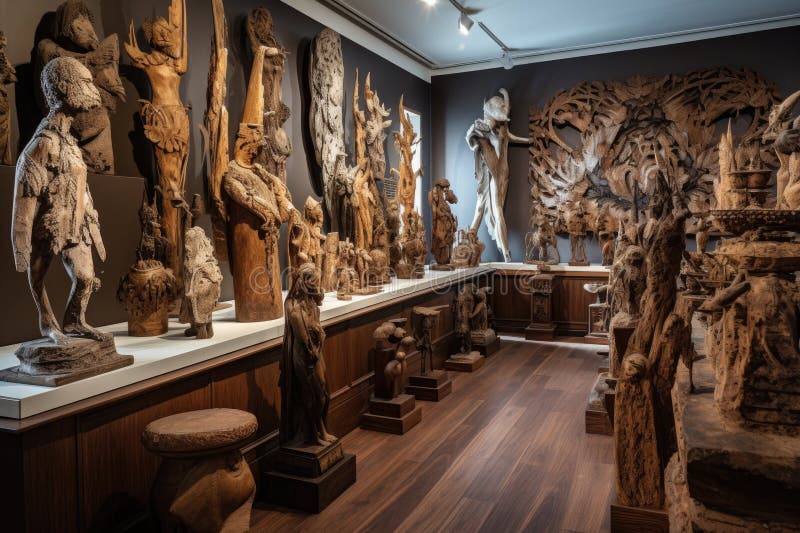A Collection of Unique Sculptures on Display in a Museum Stock ...