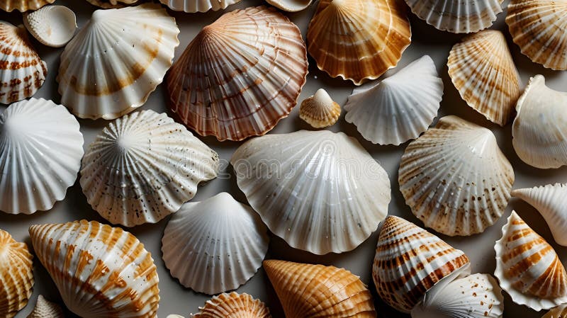 A Collection of Unique Seashells, Arranged in an Interesting Pattern on ...