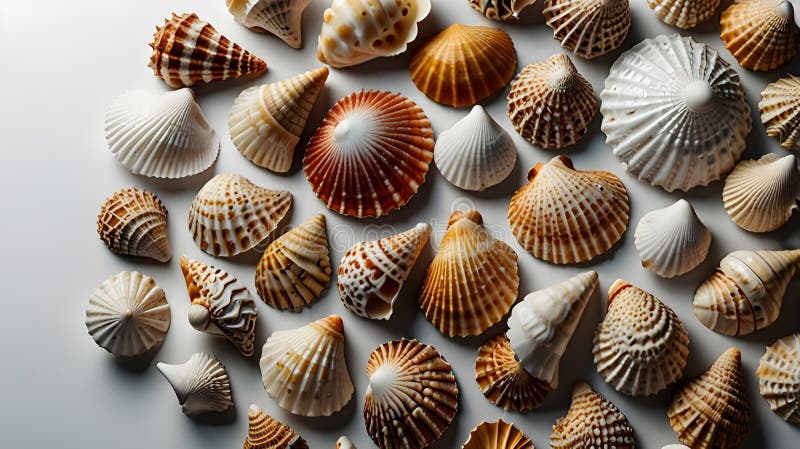 A Collection of Unique Seashells, Arranged in an Interesting Pattern on ...
