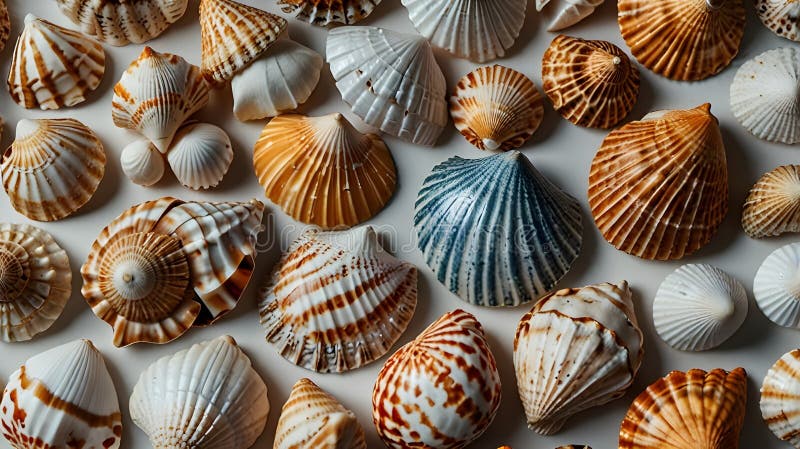 A Collection of Unique Seashells, Arranged in an Interesting Pattern on ...
