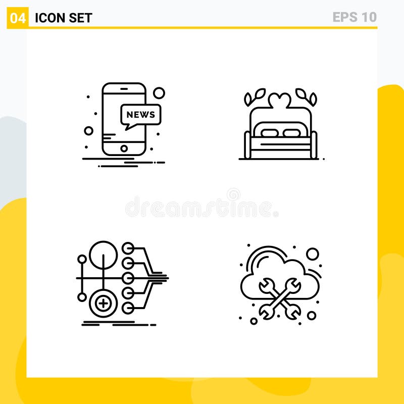 Collection of 4 Universal Line Icons. Icon Set for Web and Mobile Stock ...