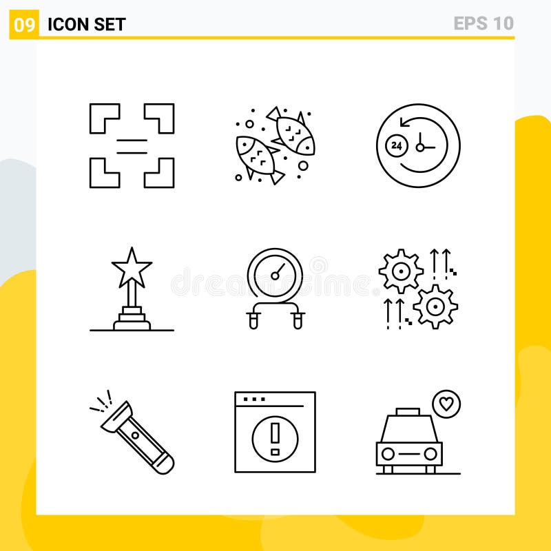 Collection of 9 Universal Line Icons. Icon Set for Web and Mobile Stock ...