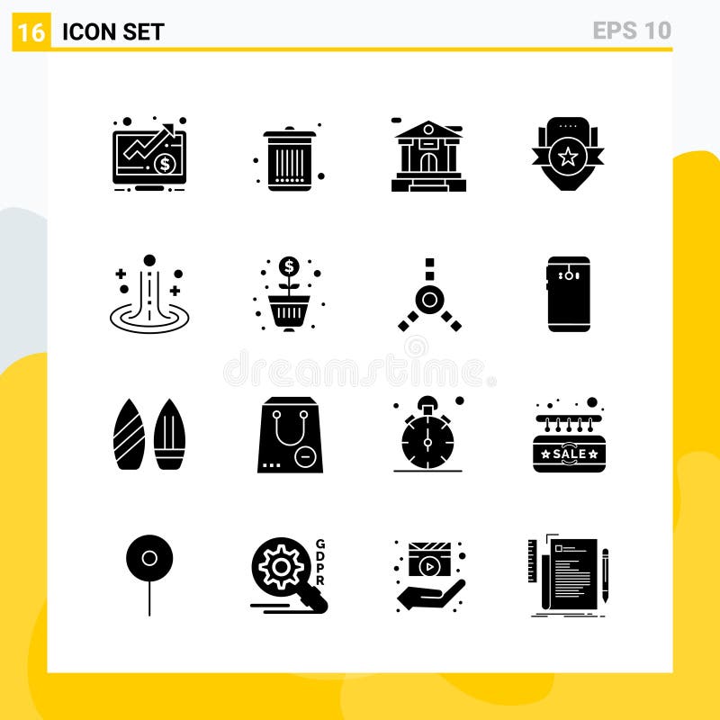 Collection of 16 Universal Solid Icons. Icon Set for Web and Mobile ...