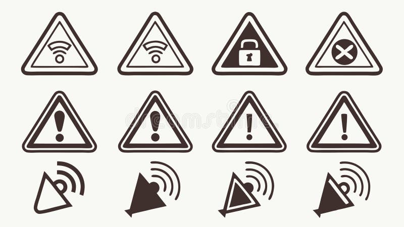 Collection of Universal Warning and Alert Sign Icons, Vector Design ...