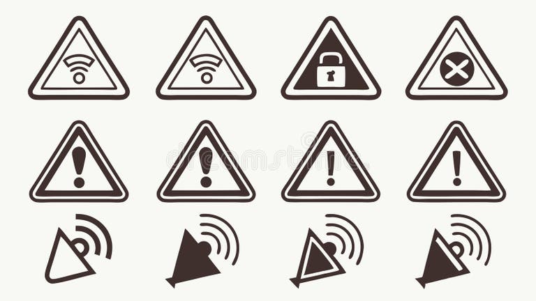 Collection of Universal Warning and Alert Sign Icons, Vector Design ...