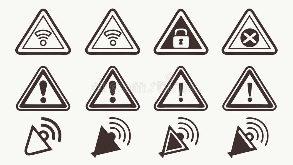 Collection of Universal Warning and Alert Sign Icons, Vector Design ...