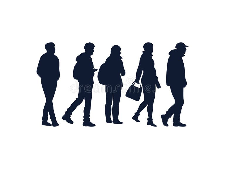 Collection of Unrecognized People Silhouette Stock Vector ...