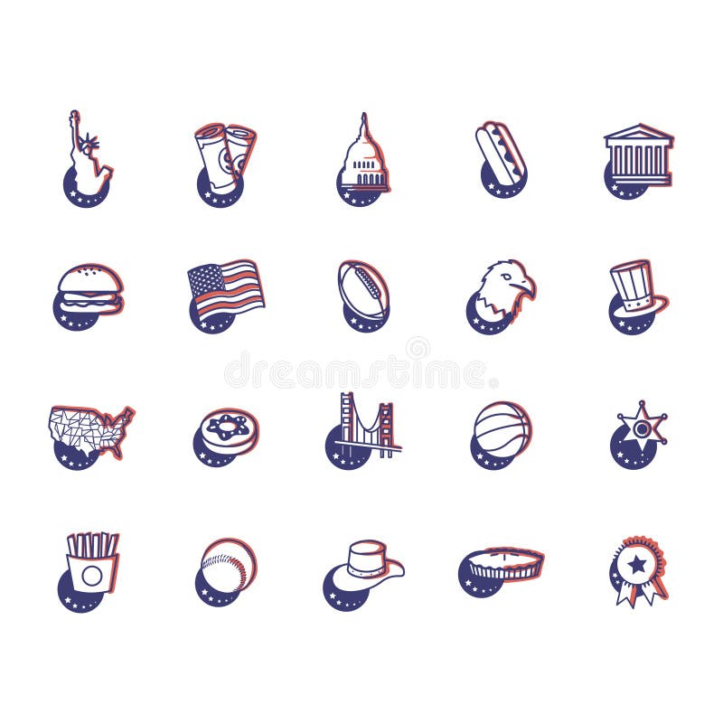 Collection of Us General Icons. Vector Illustration Decorative Design ...