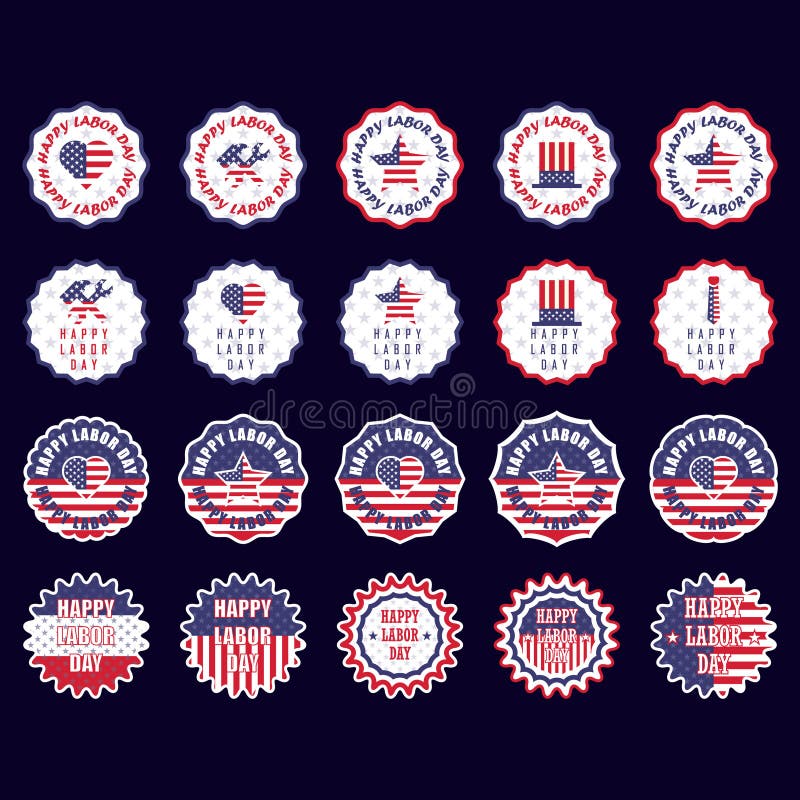 Collection of Us Labor Day Labels. Vector Illustration Decorative ...