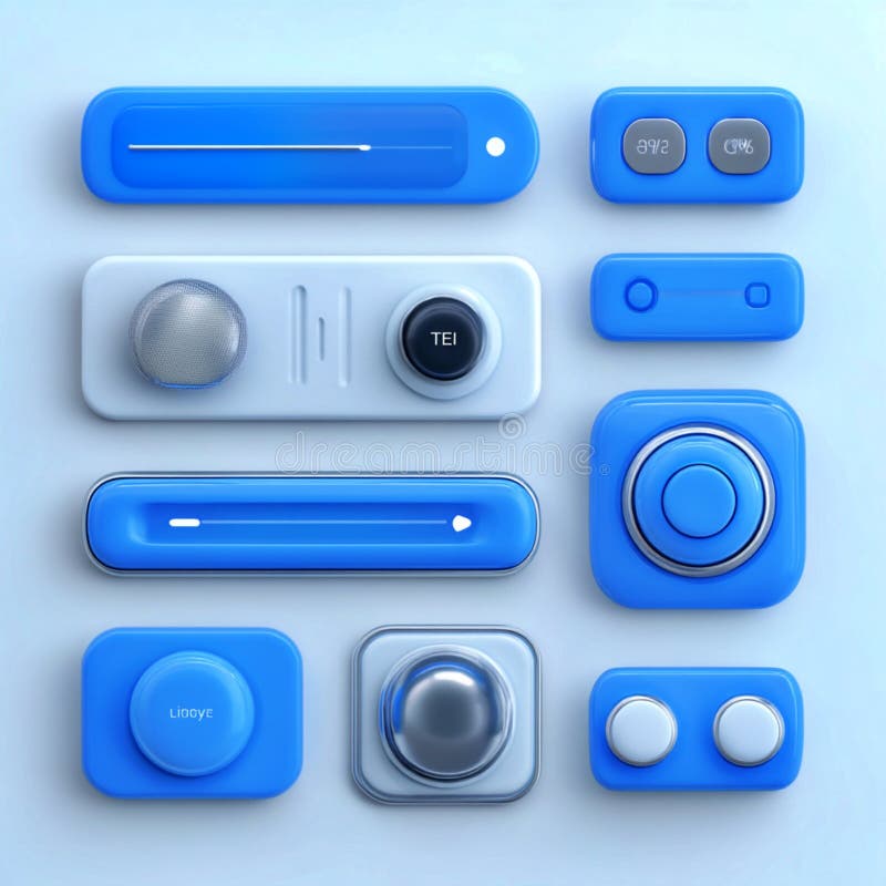 Various User Interface Elements in Blue and White Tones Stock ...