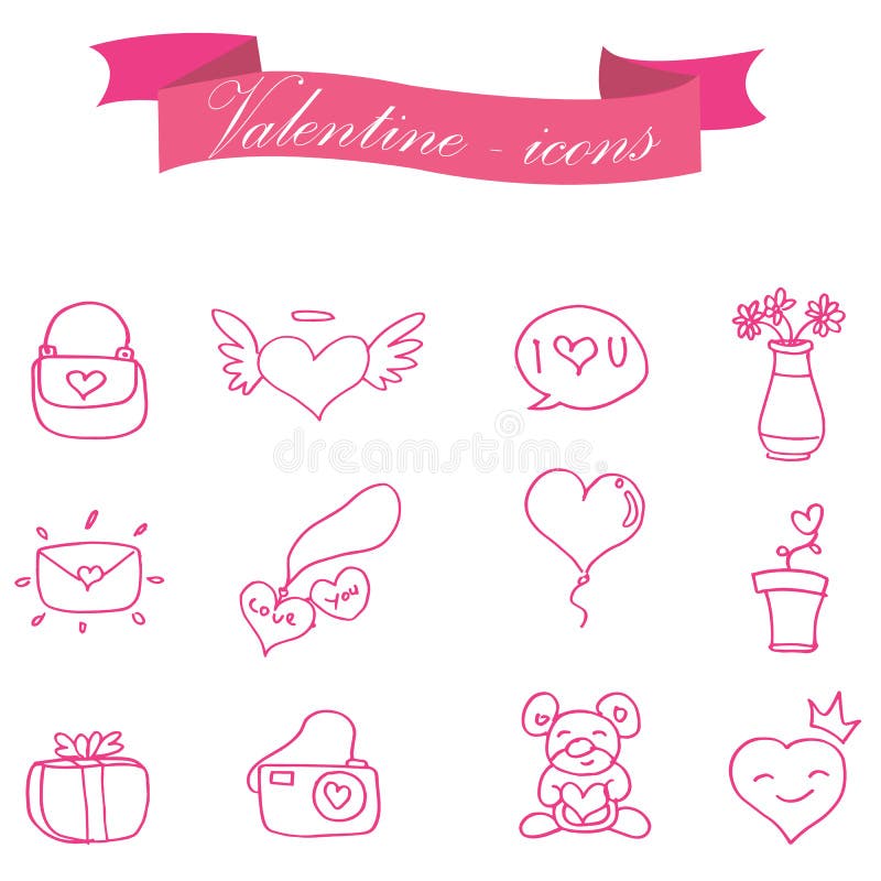 Collection of Valentine Element Icons Stock Vector - Illustration of ...