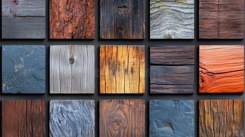 A Collection of Varied Wood and Stone Textures Stock Illustration ...