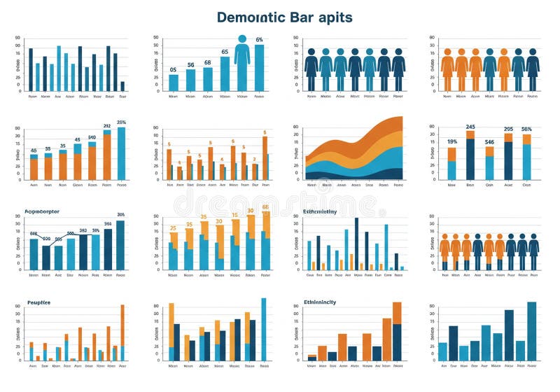 A Collection of Various Bar and Line Graphs Demonstrates Demographic ...
