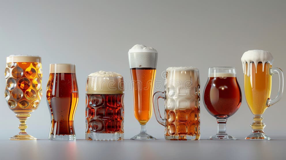 A Collection of Various Beer Glasses Filled with Different Types of ...