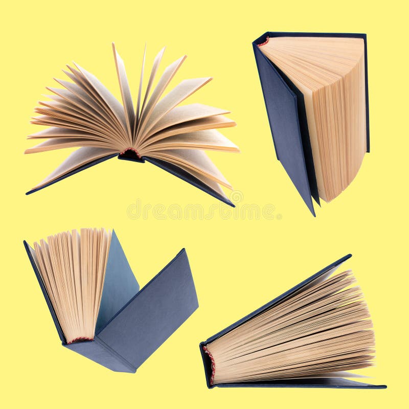 Collection of Various Books Isolated on Yellow Background. Each One is ...