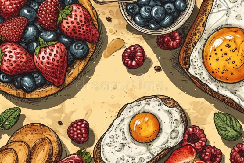 A Collection of Various Breakfast Foods Displayed on a Table. this ...