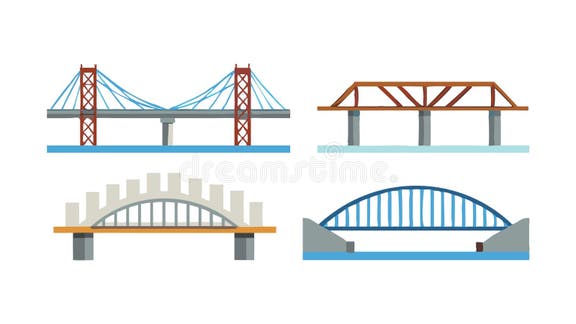 Collection of Various Bridge Designs and Architectures Vector, Vector ...