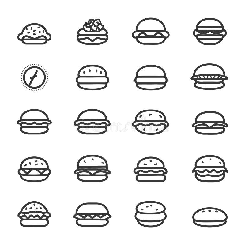 Burger Icon Set stock illustration. Illustration of toppings - 369931154