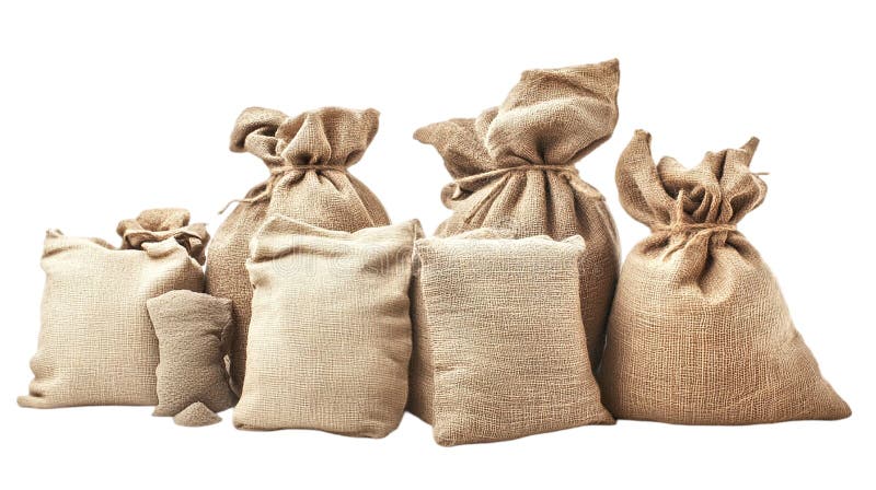 Brown Burlap Sack Bags Rustic Texture Set Design Old Jute Retro Rural ...