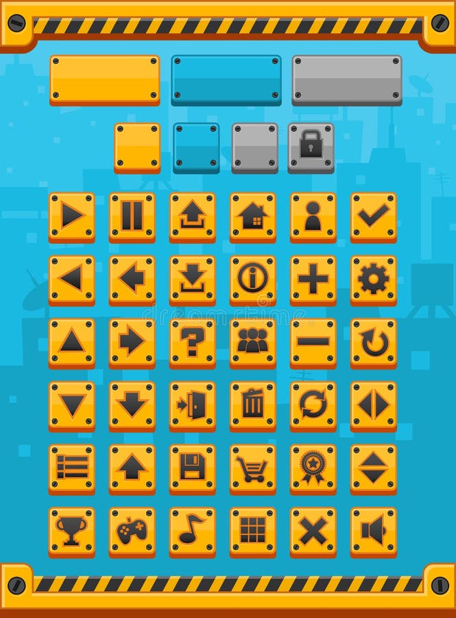 Action Game User Interface Complete Set Stock Vector - Illustration of ...