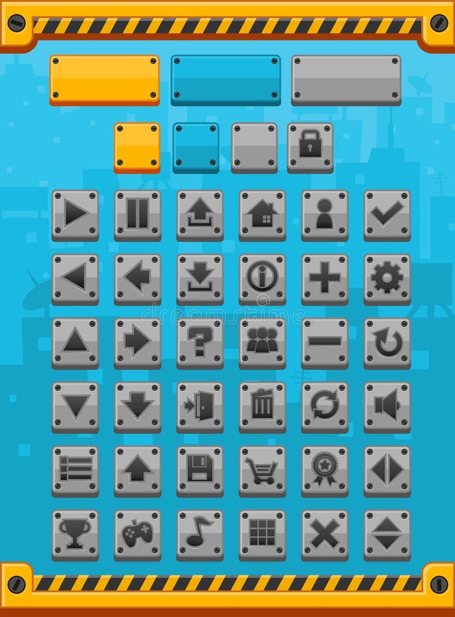 Action Game User Interface Complete Set Stock Vector - Illustration of ...