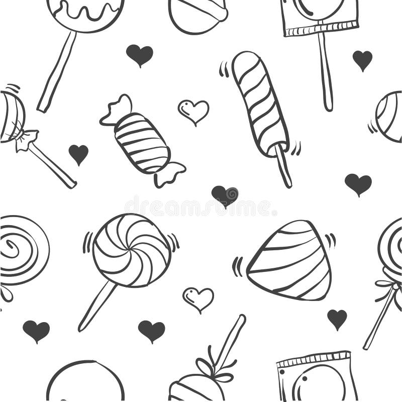 Collection Various Candy Hand Draw Doodles Stock Vector - Illustration ...