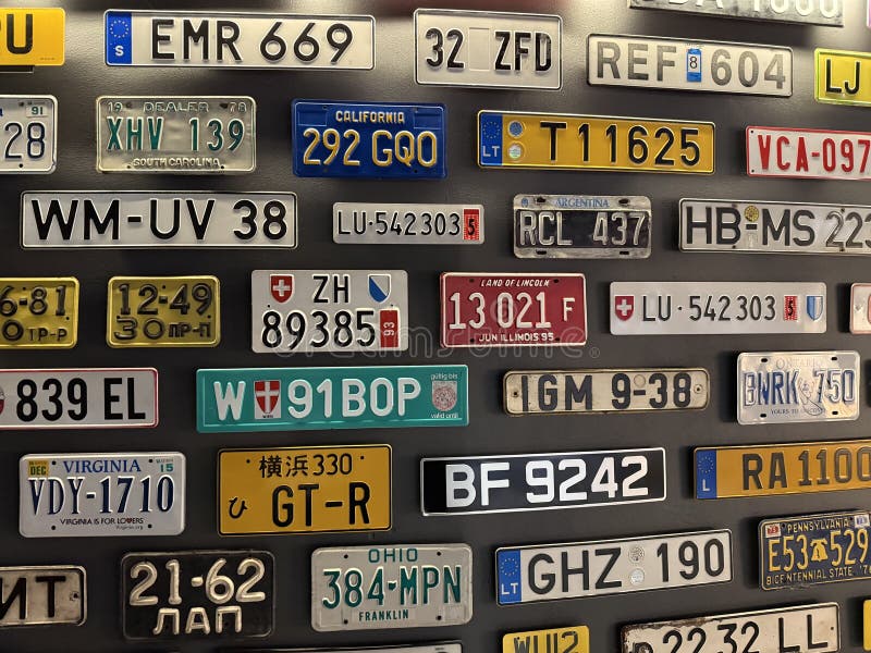 Vilnius, Lithuania - March 15 2025: Car Museum. Car Licence Plates of ...