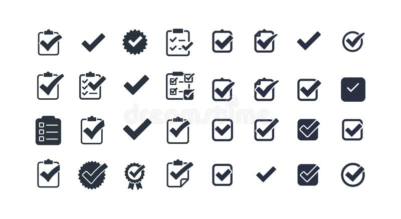 A Collection of Various Checkmark Icons in Minimalistic Flat Design ...