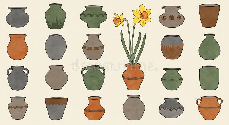A Collection of Various Clay Pots and Vases, Each with Unique Shapes ...