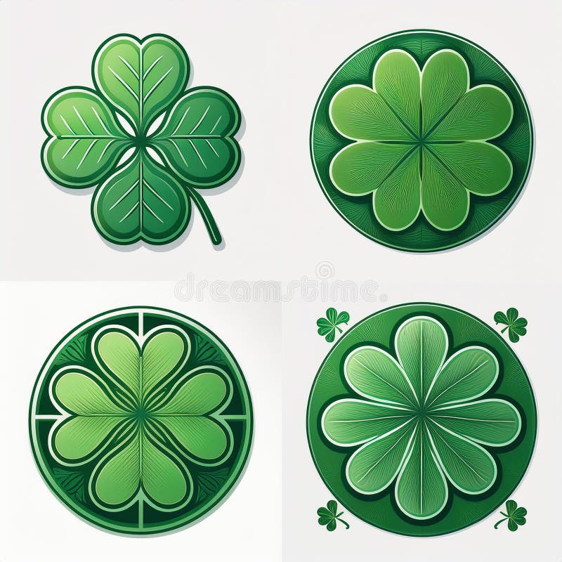 Different Designs of Clovers on a White Background Stock Illustration ...