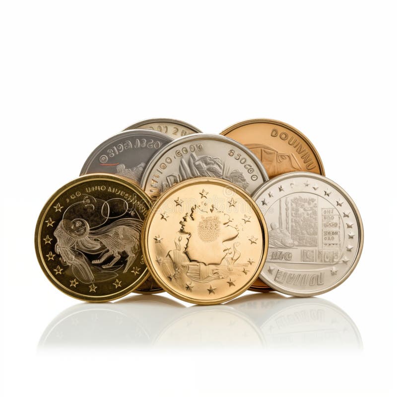 Collection of Various Coins Showcasing Unique Designs and Colors on a ...