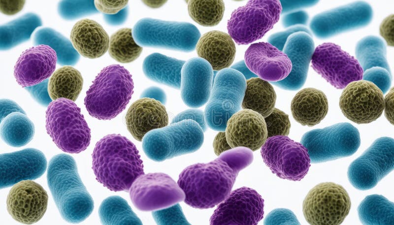 A Collection of Various Colored Bacteria Stock Illustration ...