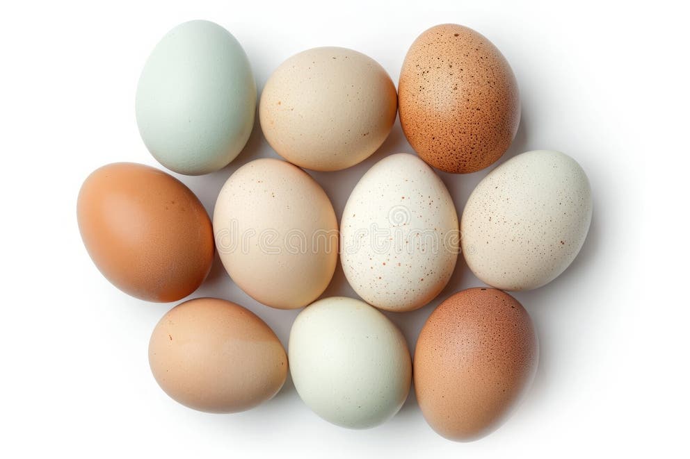 Assorted Eggs on White Background. Artificial Intelligence Image Stock ...